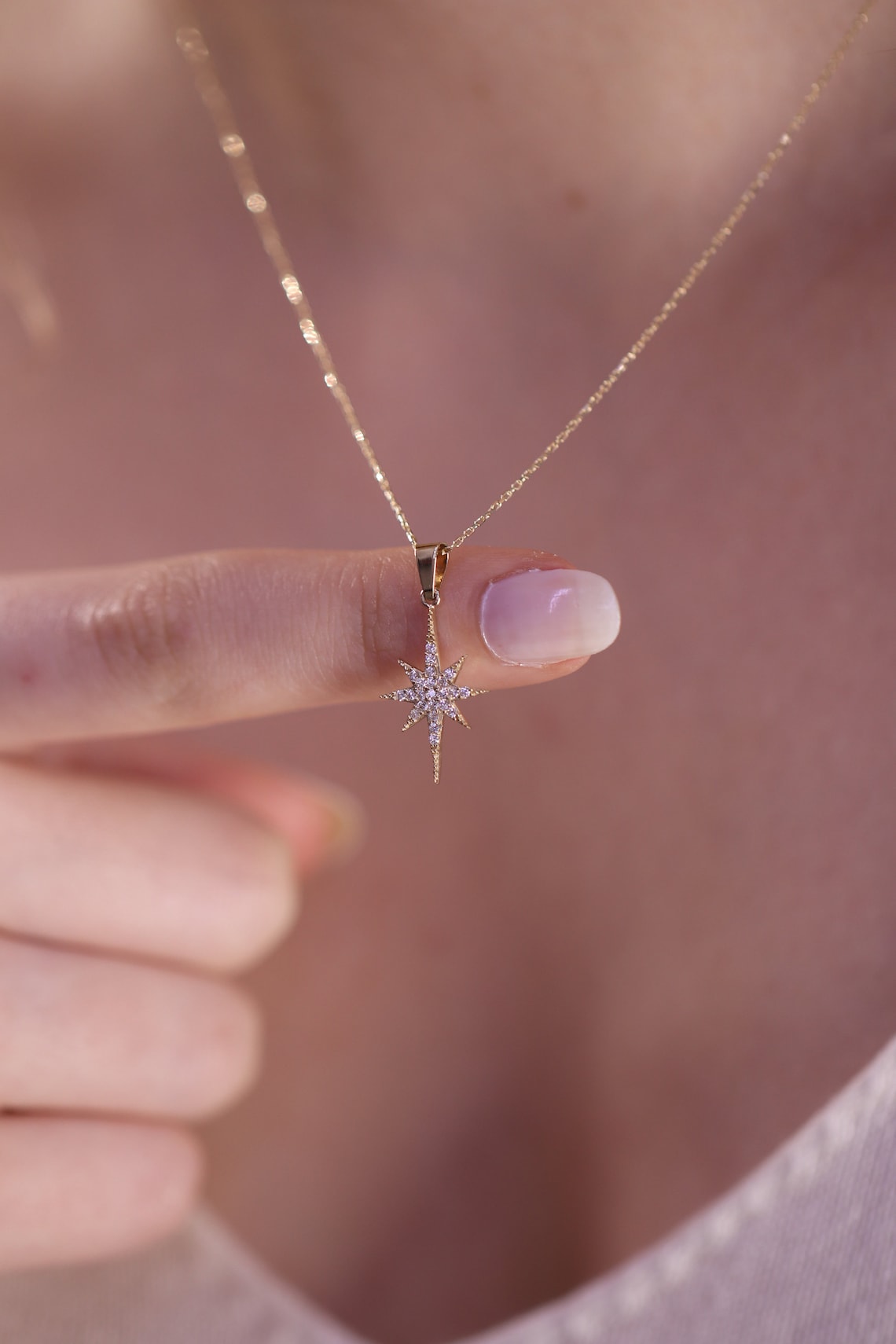 14k 18k Gold North Star Necklace / Handmade North Star | Etsy