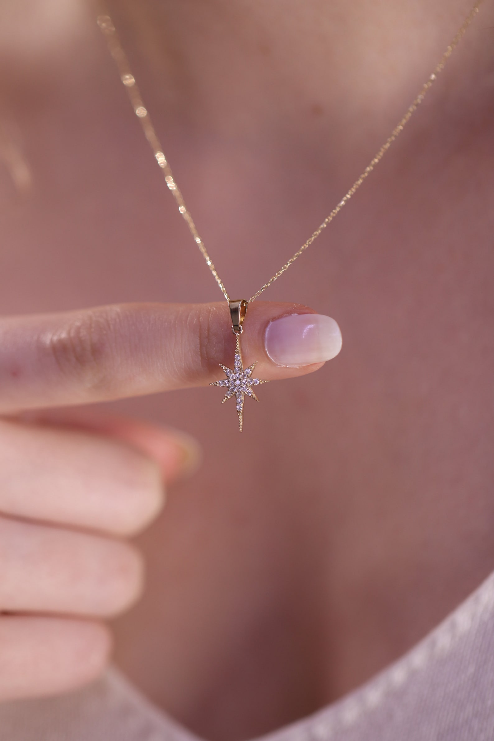 14k 18k Gold North Star Necklace / Handmade North Star | Etsy