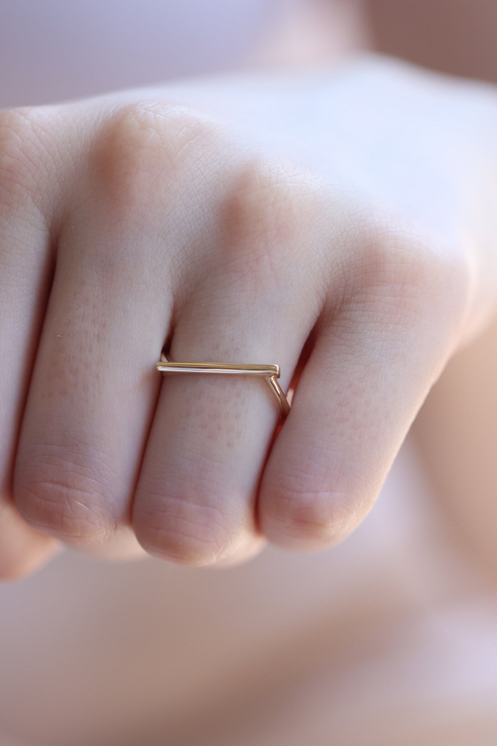 Handmade Flat Signet Ring / 14k & 18k Gold Signet Ring / Gold | Etsy