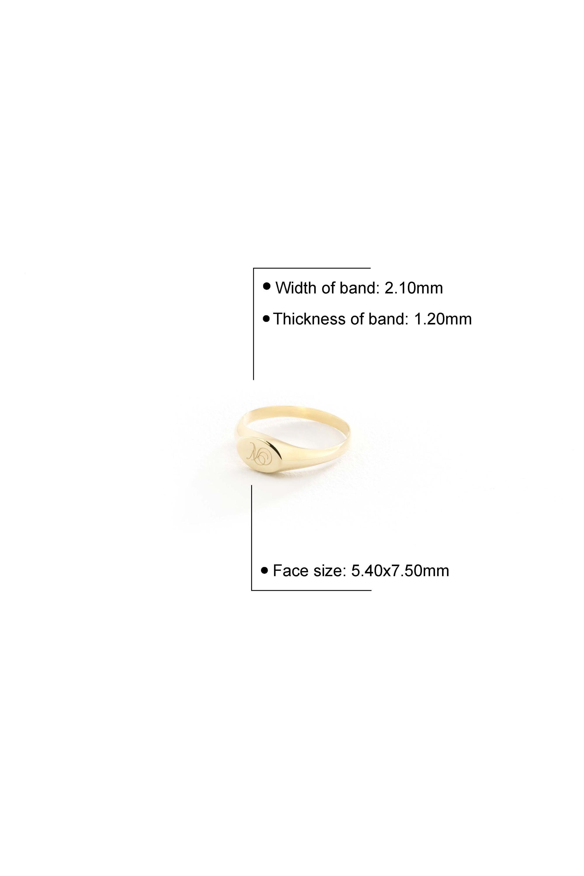 14K Gold Monogram Signet Ring, Personalized Initial Ring for Women ...