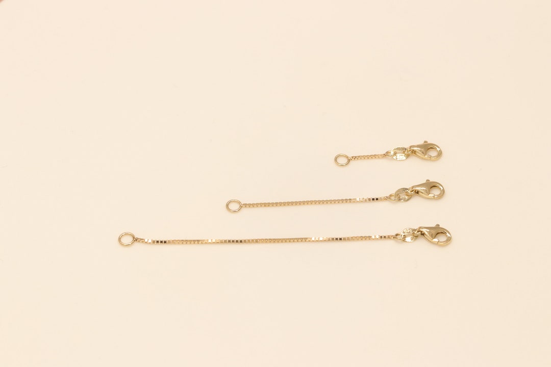 14k Solid Gold Box Link Necklace or Bracelet Extender in Lobster Claw ...