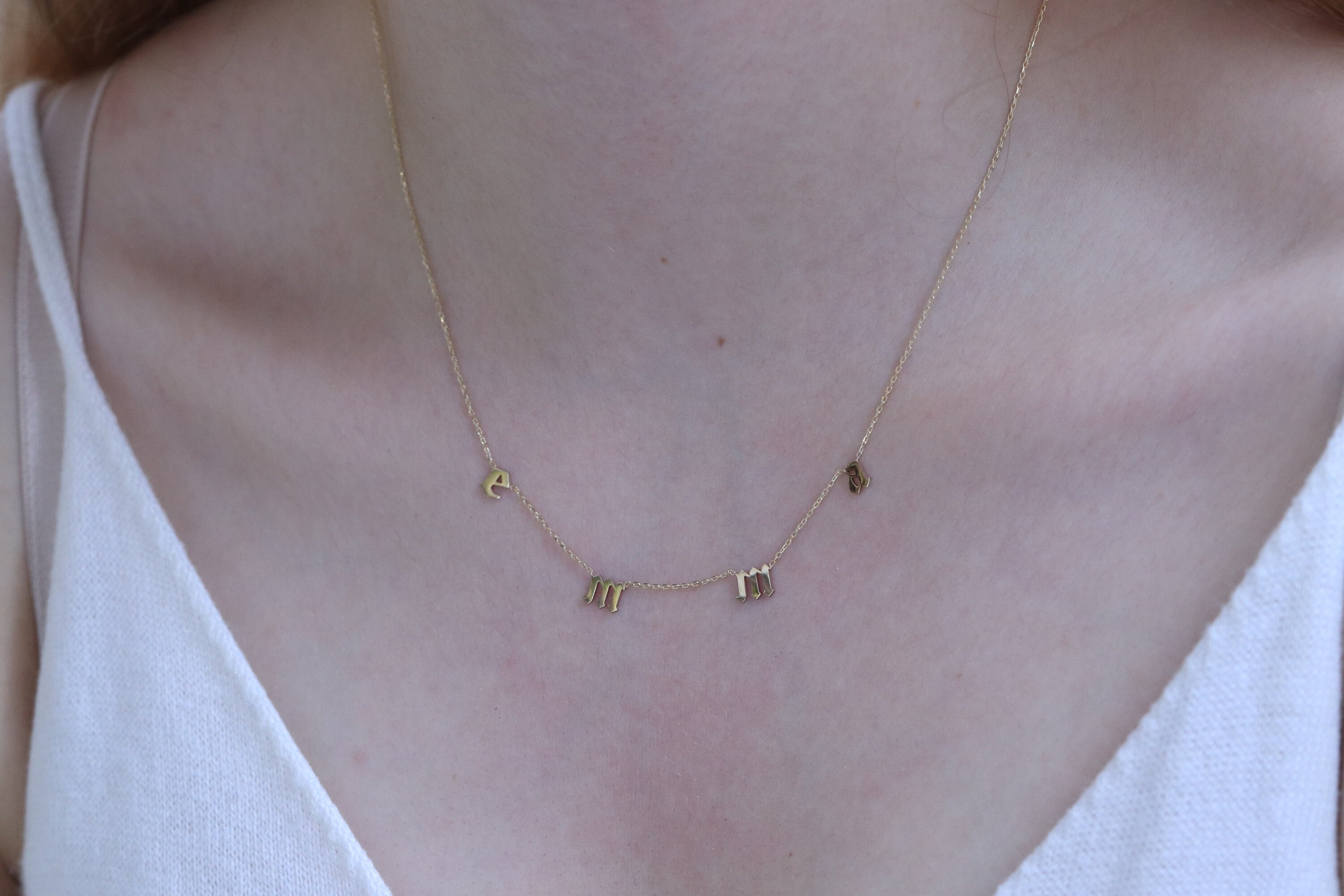 14k 18k Gold Initial Name Necklace / Handmade Letter Name | Etsy