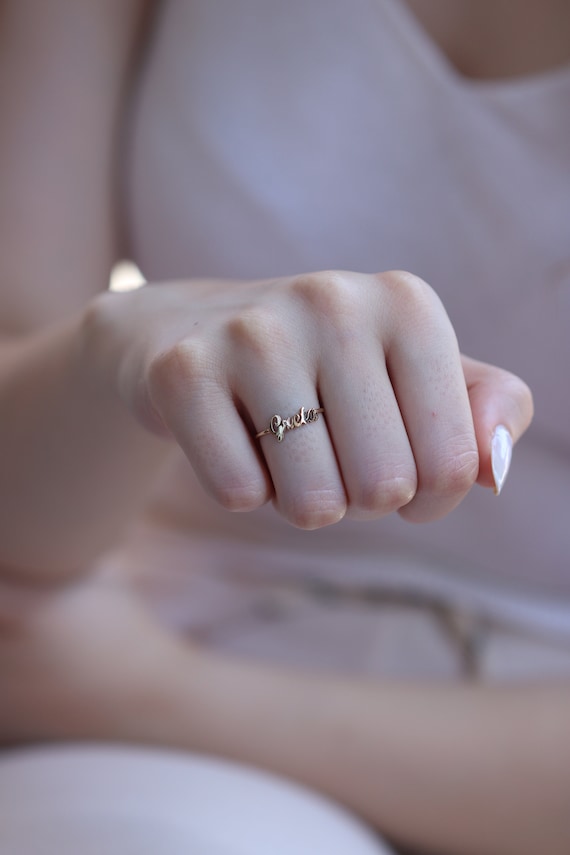 Gold Name Ring / Handmade Gold Name Ring / Gold Personalized - Etsy