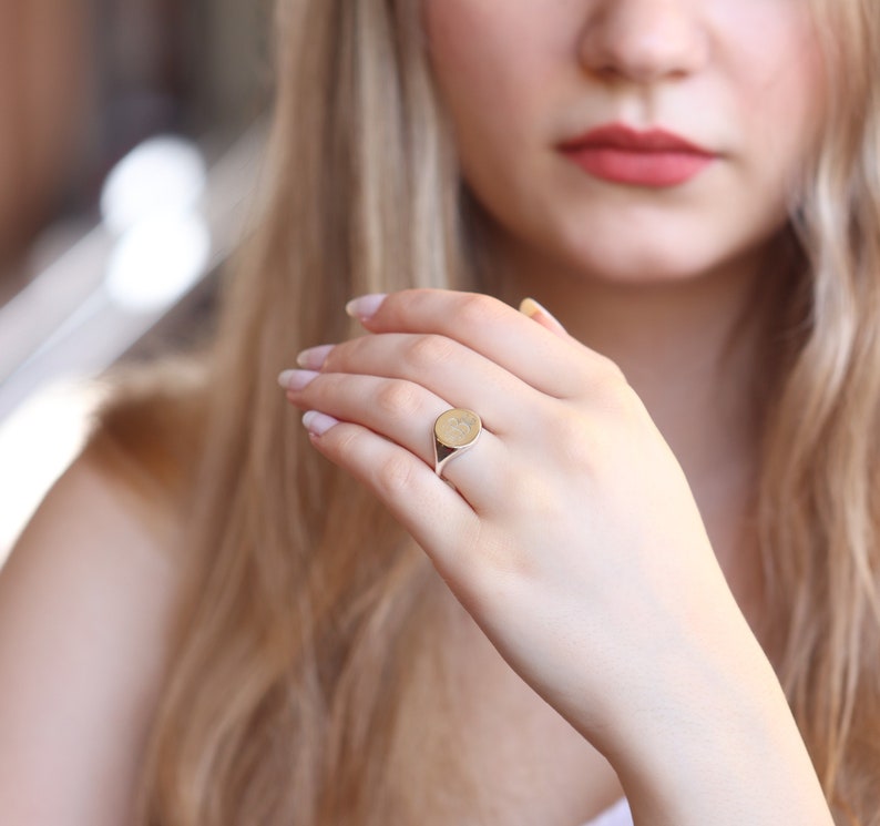 14k & 18k Gold Engraved Signet Ring / Handmade Signet Ring / - Etsy
