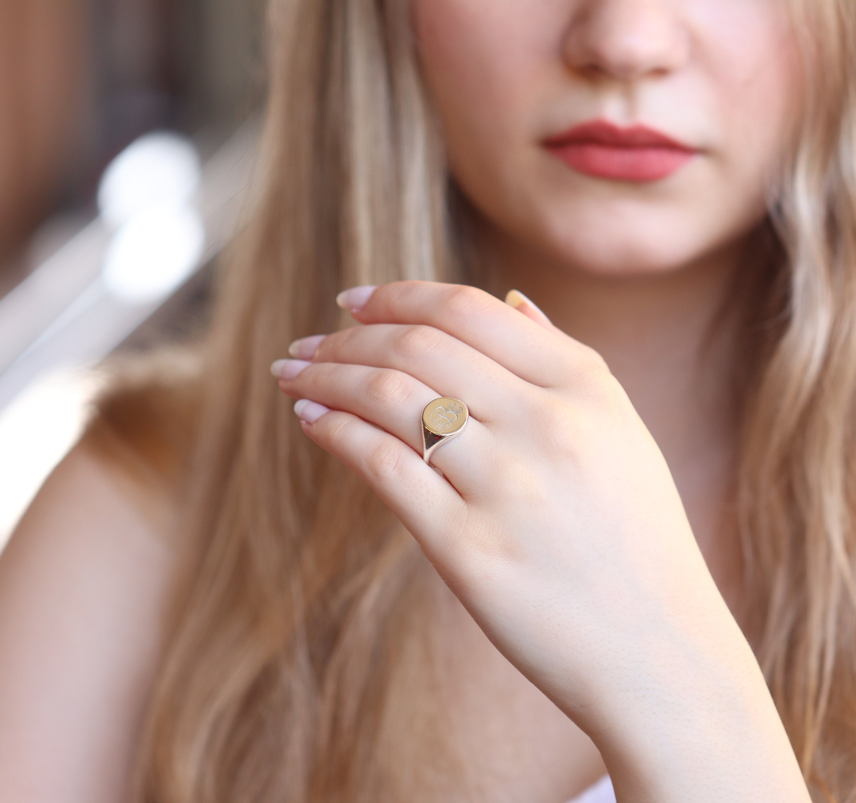 8k 14k 18k Full Solid Gold Engraved Signet Ring / Handmade | Etsy