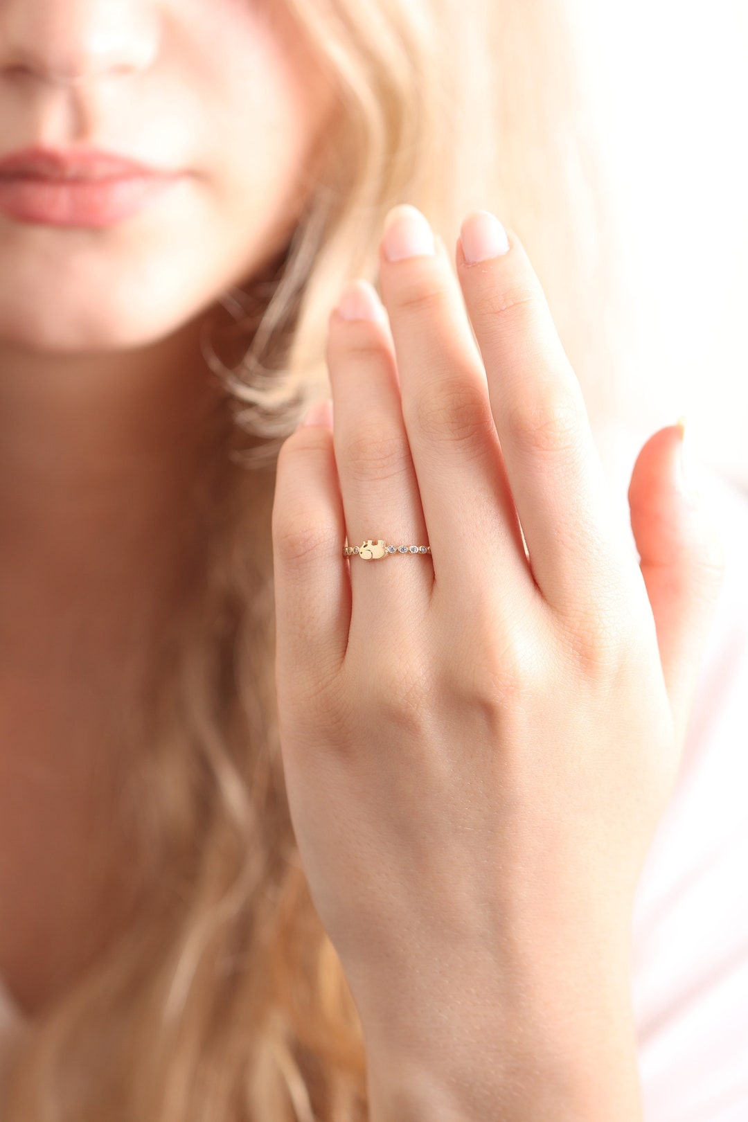 14K 18K Gold Diamond Elephant Ring/handmade Gold Diamond Elephant Ring ...