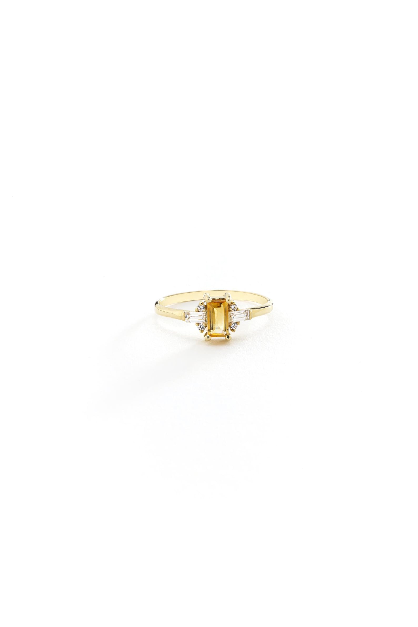 14k Solid Gold Citrine Ring / Engagement Ring / Baguette Gemstone ...