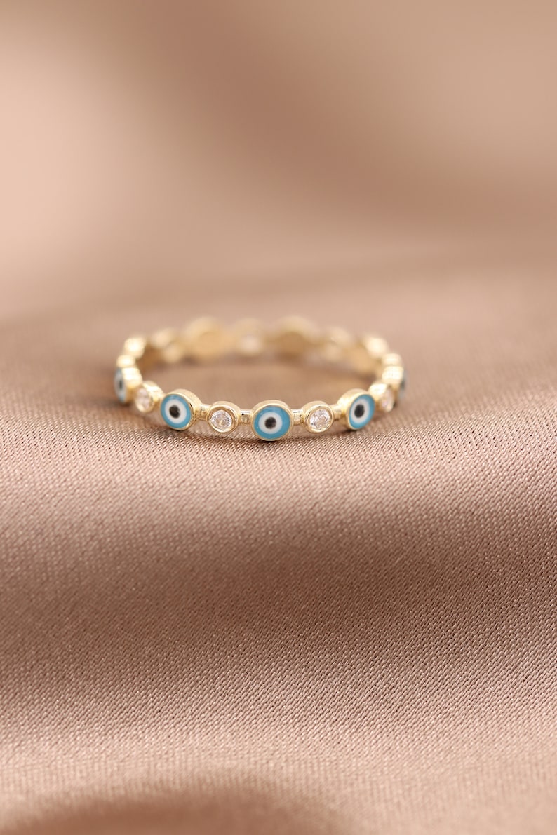 Diamond Gold Evil Eye Ring / Handmade Gold Evil Eye Ring / 14k - Etsy