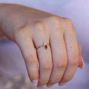 14k & 18k Gold Genuine Ruby Ring / Minimal Ring / Natural Gold Ruby ...