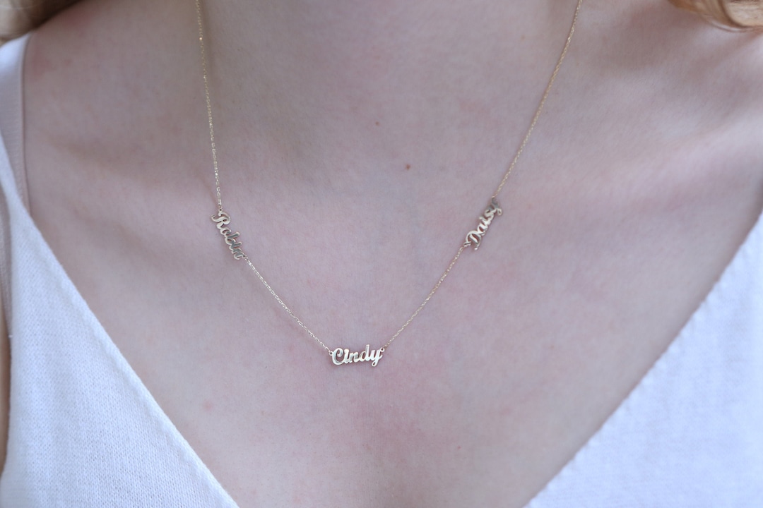 14k Gold Names Necklace / Handmade Gold Names / Personalized Name ...