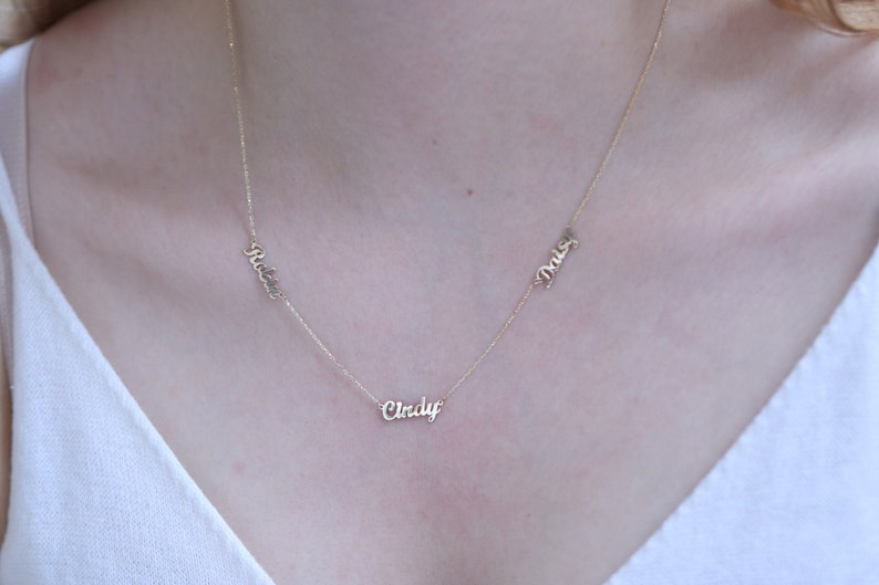 14k Gold Names Necklace / Handmade Gold Names / Personalized - Etsy