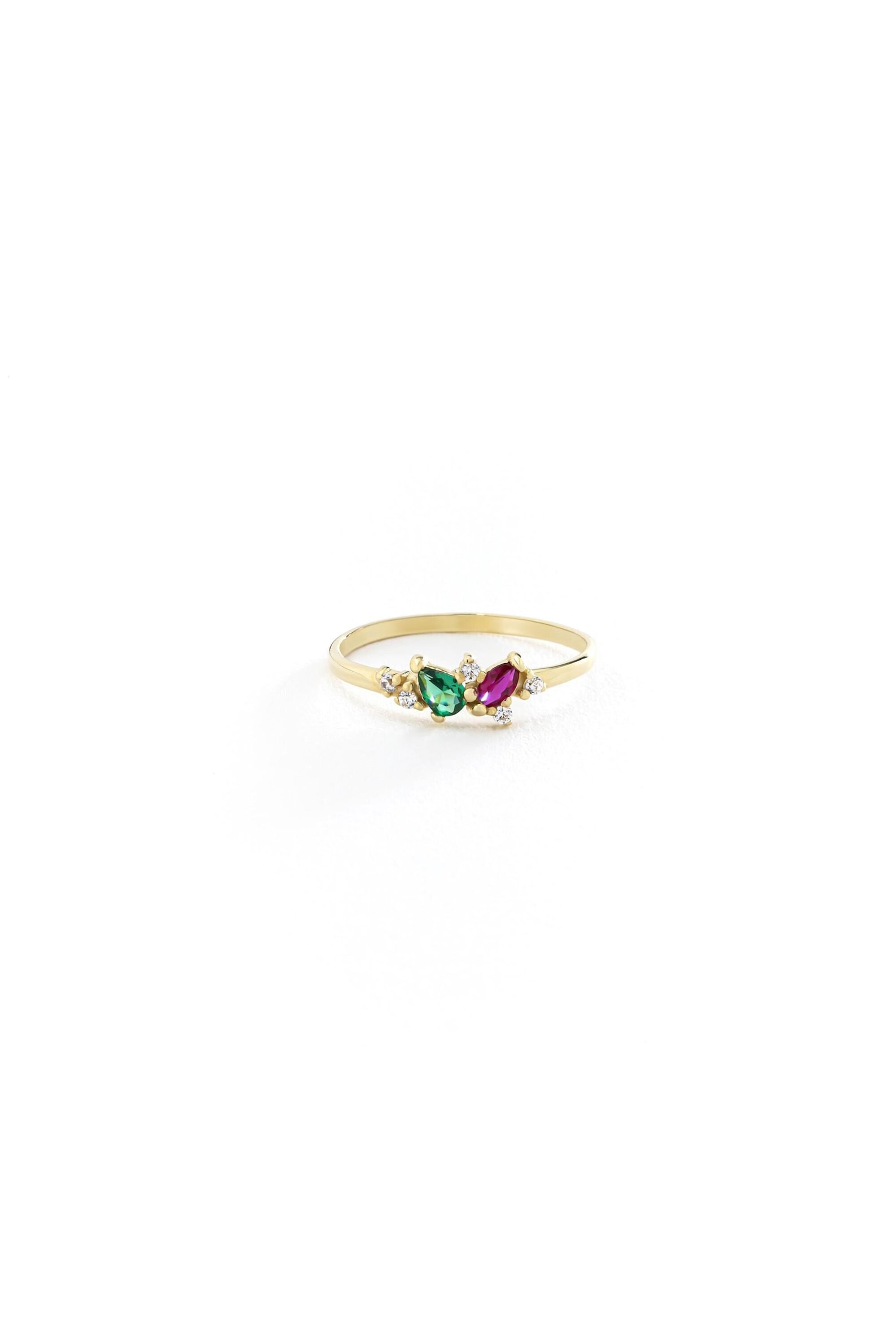 14k Gold Pear Birthstone Ring, Solid Gold Personalized Ring, Womens ...