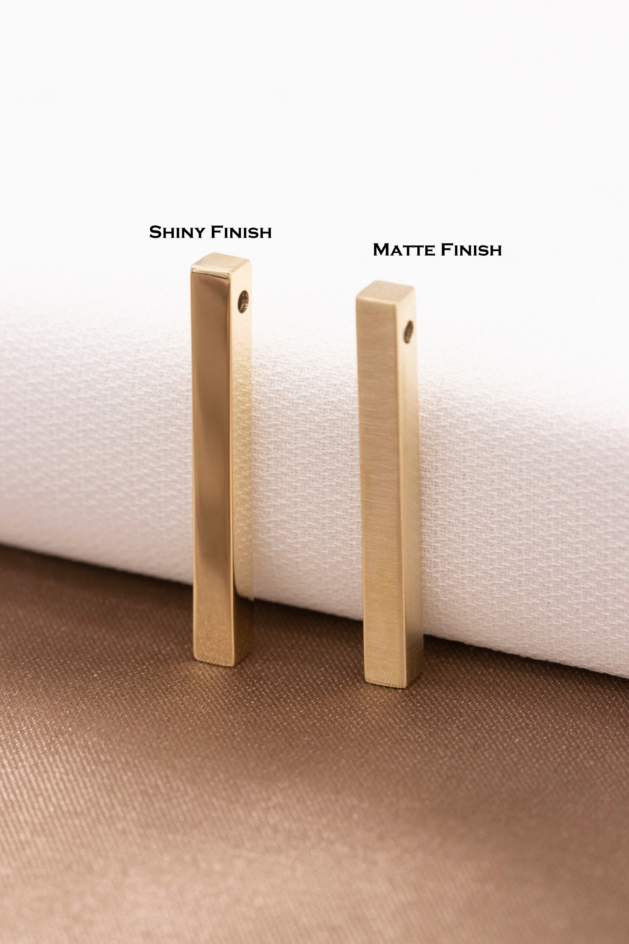 14k 18k Gold Horizontally 3D Full Solid Bar Necklace / | Etsy