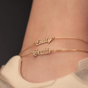 14k 18k Gold Name Anklet / Handmade Gold Custom Name Anklet ...