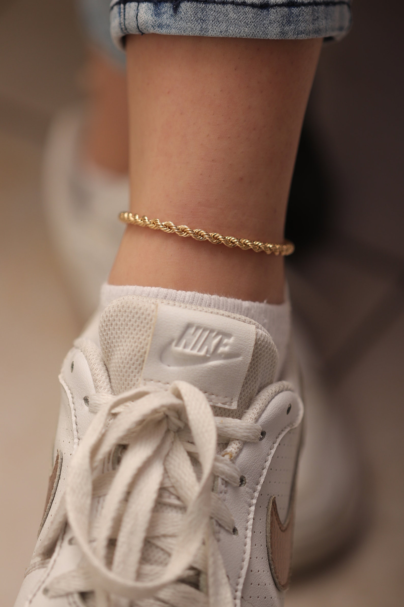 14k Gold Rope Bracelet-anklet / Handmade Gold Stacking Bracelet-anklet ...