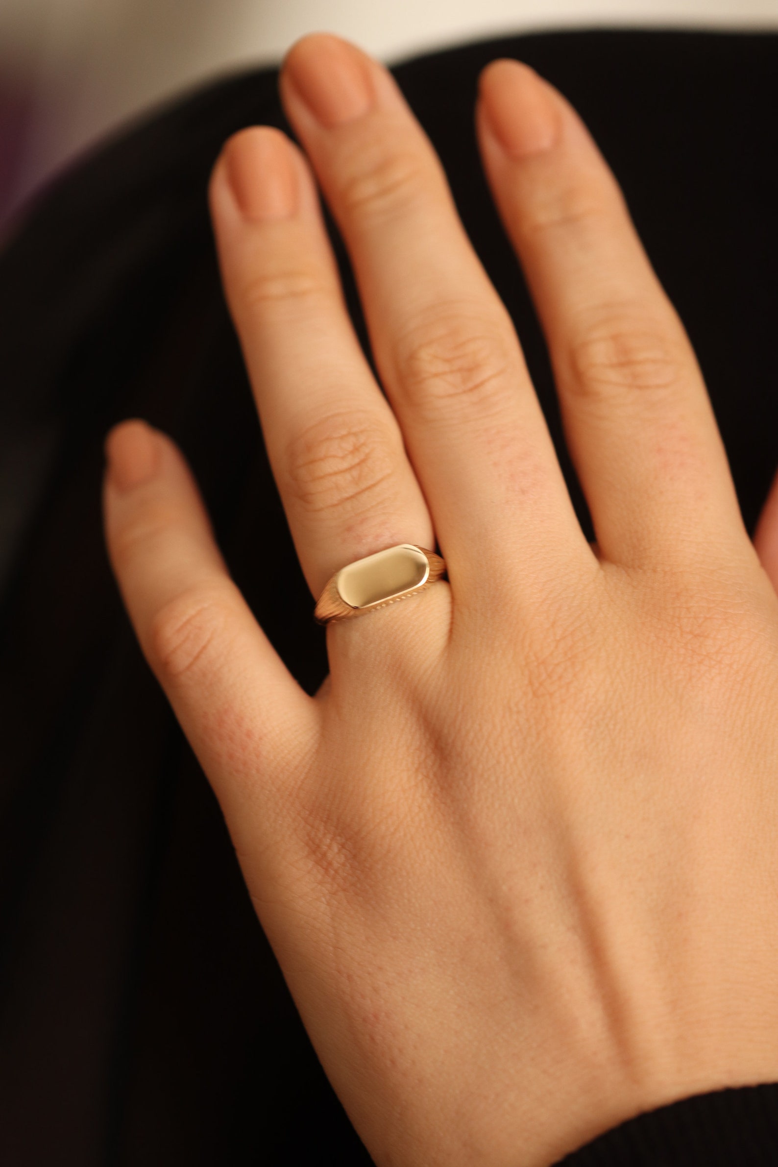 14k 18k Engraved Gold Signet Ring / Handmade Gold Signet Ring - Etsy