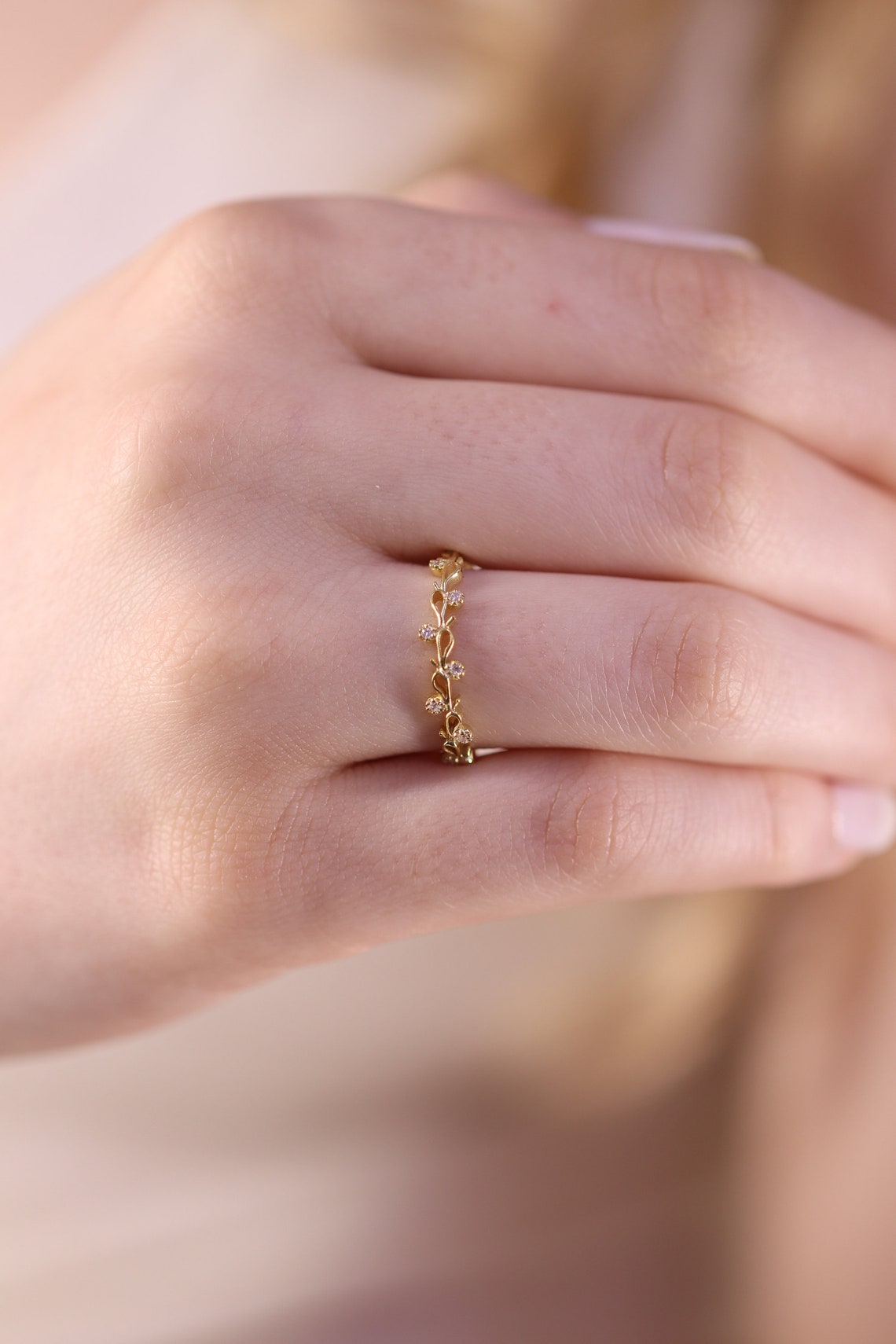 Diamond Ivy Band / Ivy Leaf Diamond Ring / 14k & 18k Gold | Etsy