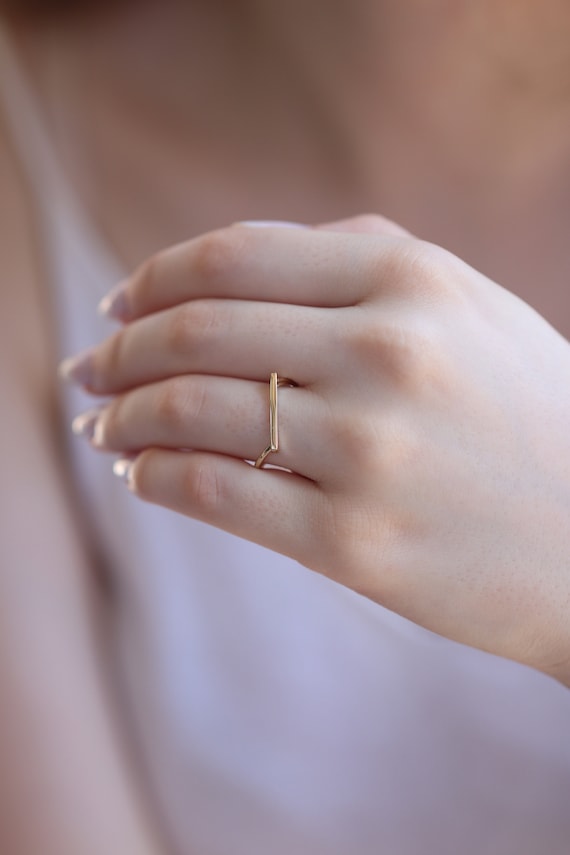 Handmade Flat Signet Ring / 14k & 18k Gold Signet Ring / Gold | Etsy