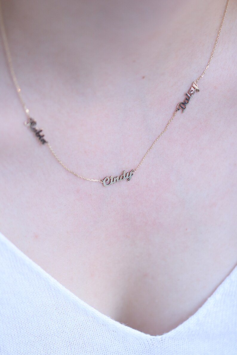 14k Gold Names Necklace / Handmade Gold Names / Personalized - Etsy