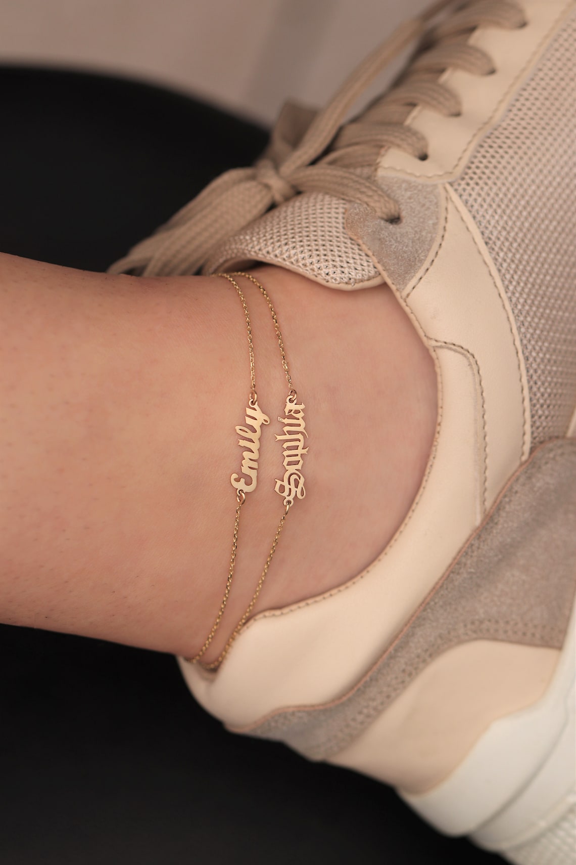 14k 18k Gold Name Anklet / Handmade Gold Custom Name Anklet / - Etsy