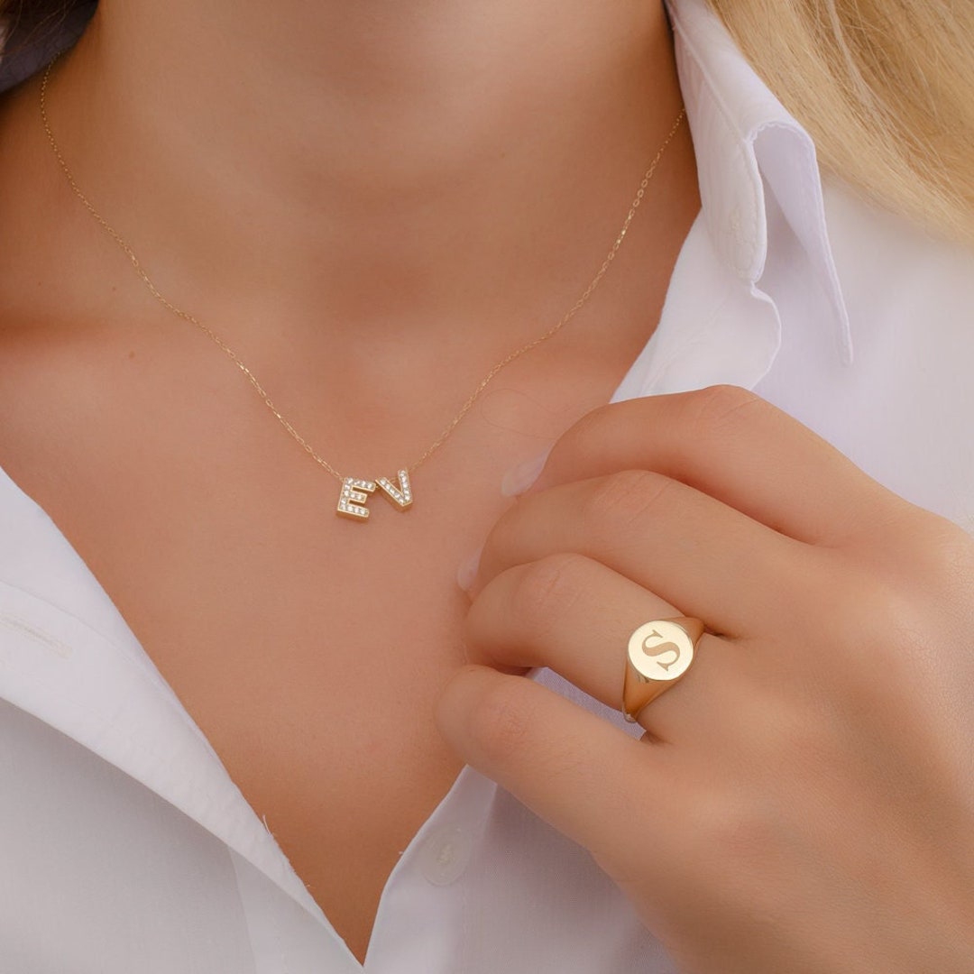 10k, 14k, 18k Engraved Gold Signet Ring / Handmade Signet Ring / Gold ...