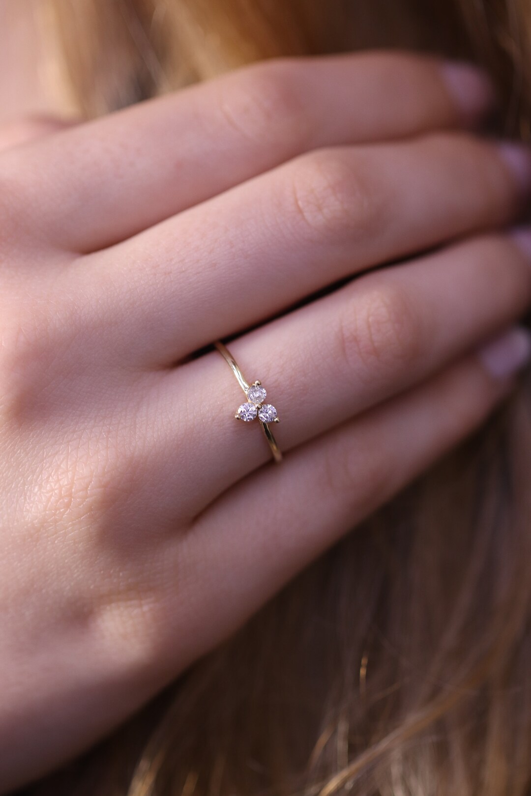 14k Minimal Diamond Ring / Diamond Wedding Band / 14k & 18k Gold ...