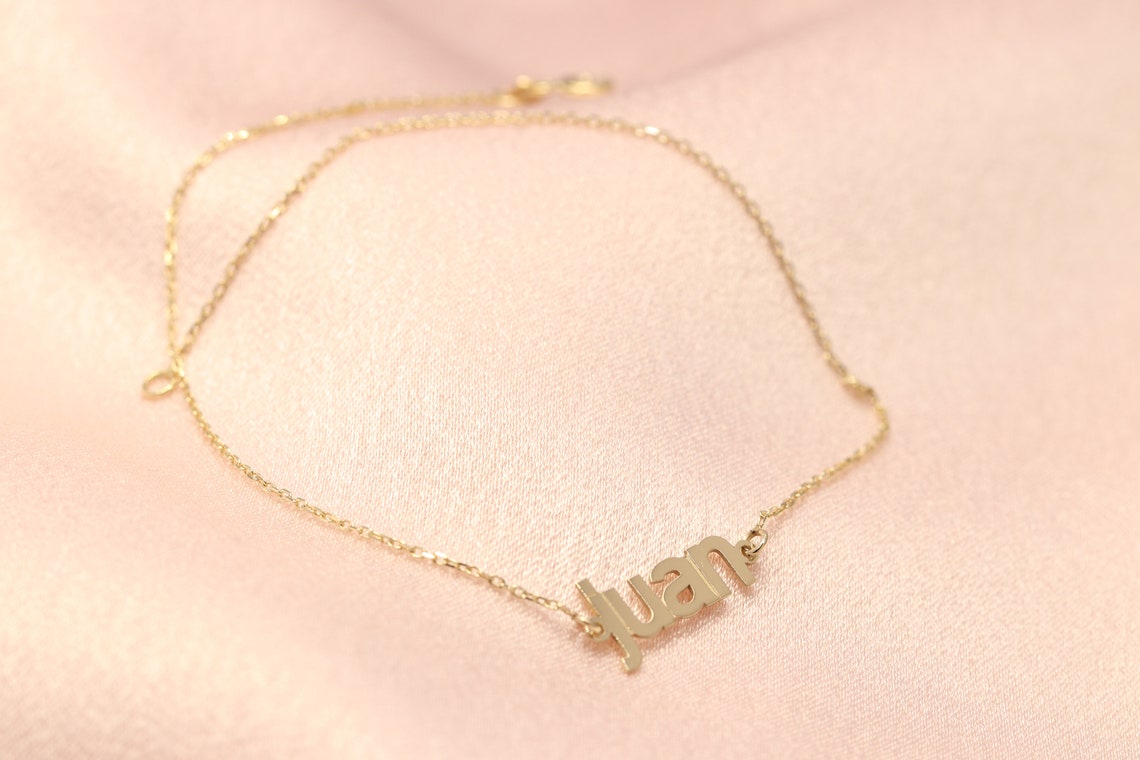14k 18k Gold Name Anklet / Handmade Gold Custom Name Anklet / - Etsy