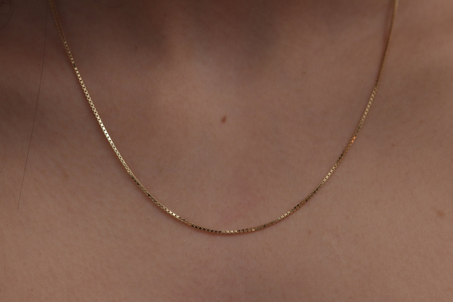 14k Gold Box Chain / Handmade Box Necklace / 0.81mm 0.95mm | Etsy