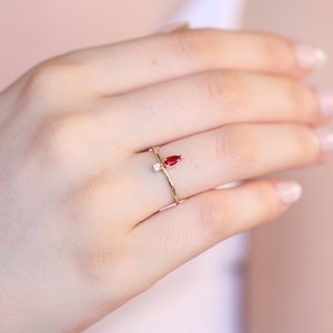 14k & 18k Gold Genuine Ruby Ring / Minimal Ring / Natural Gold Ruby ...