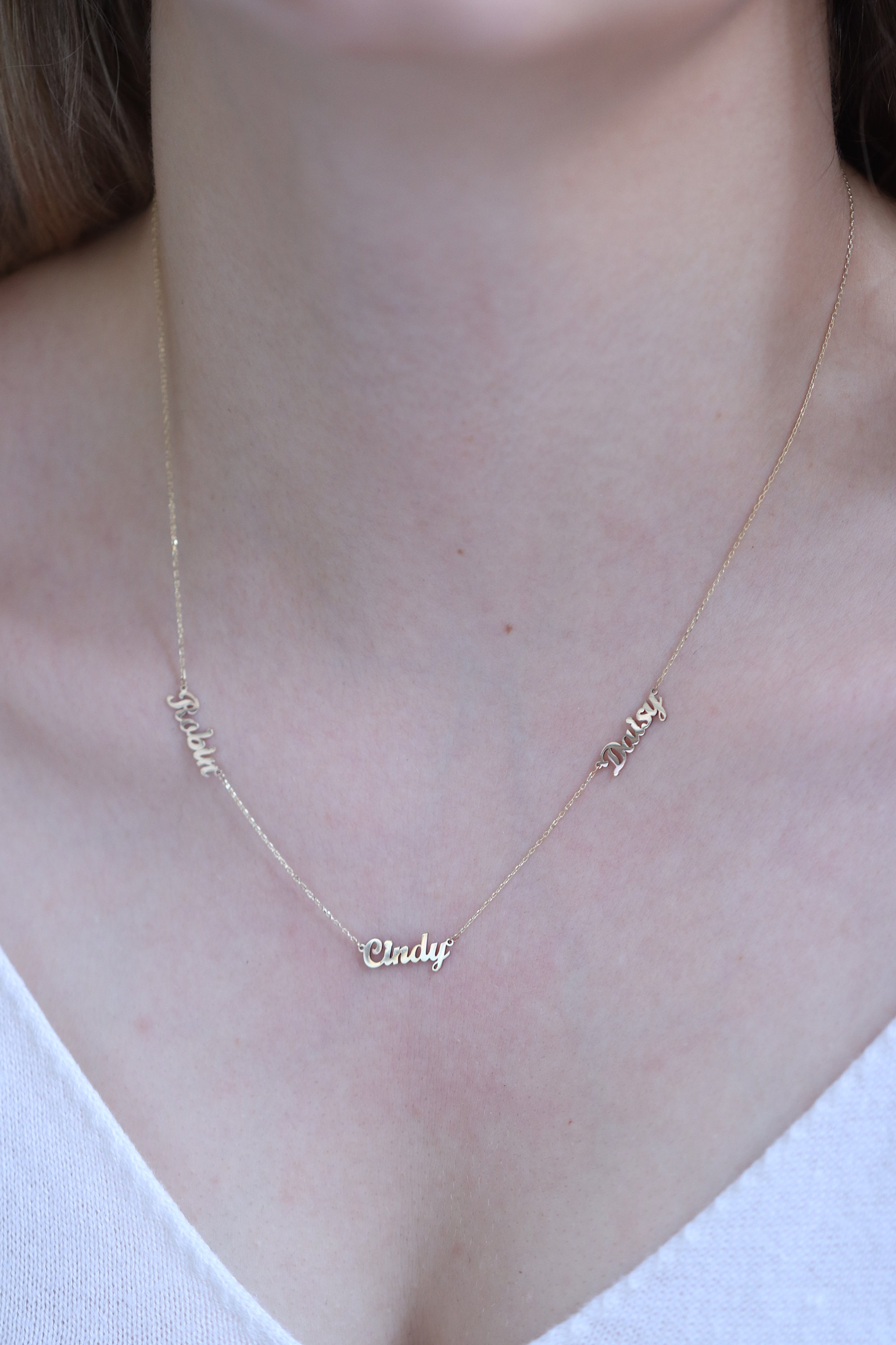 14k Gold Names Necklace / Handmade Gold Names / Personalized Name ...