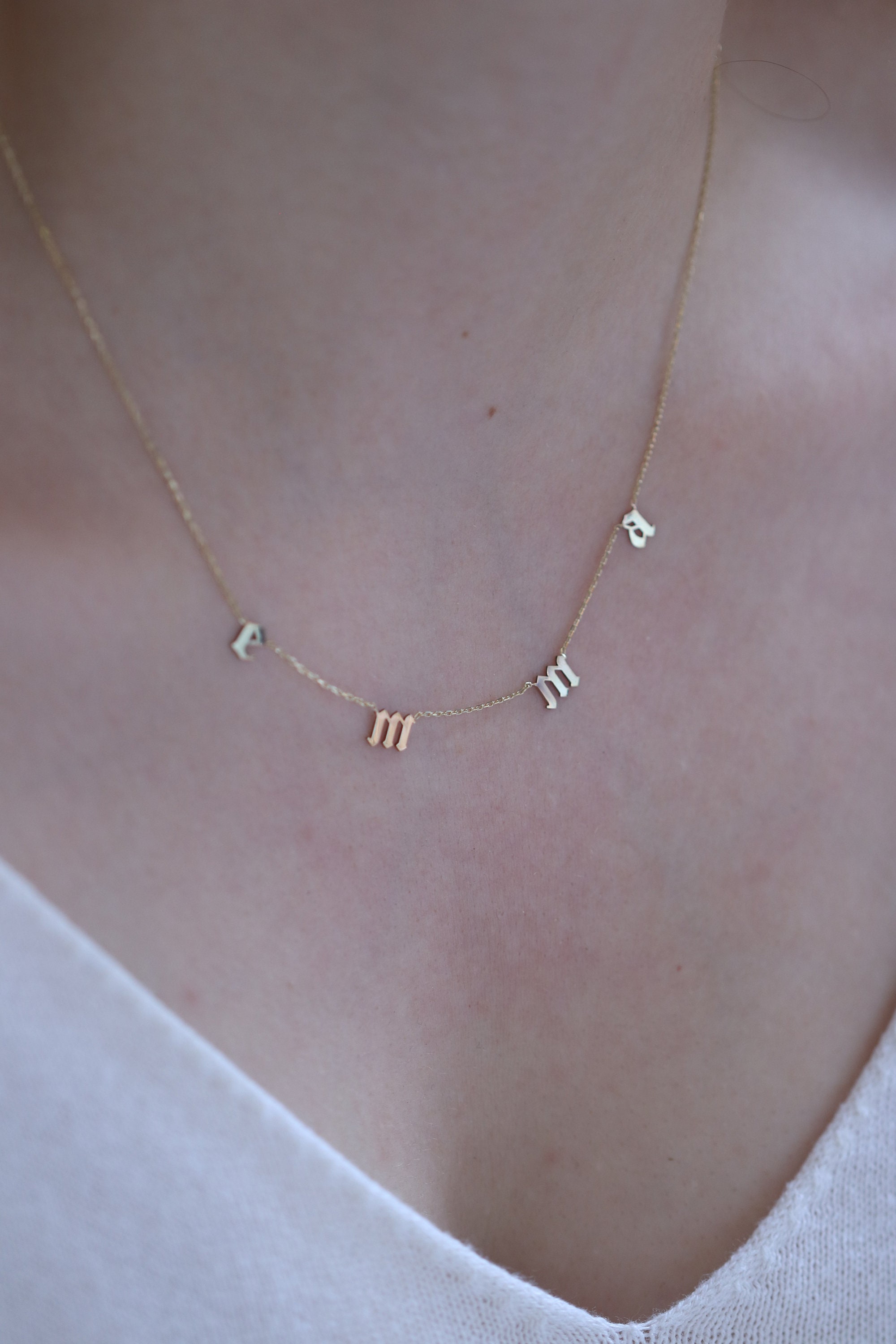 14k 18k Gold Initial Name Necklace / Handmade Letter Name | Etsy