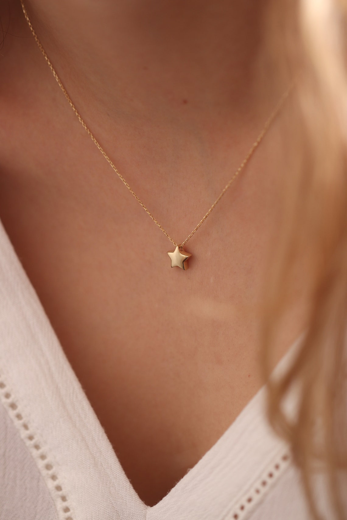 14k & 18k Gold Thick Star Necklace / Handmade Gold Star - Etsy
