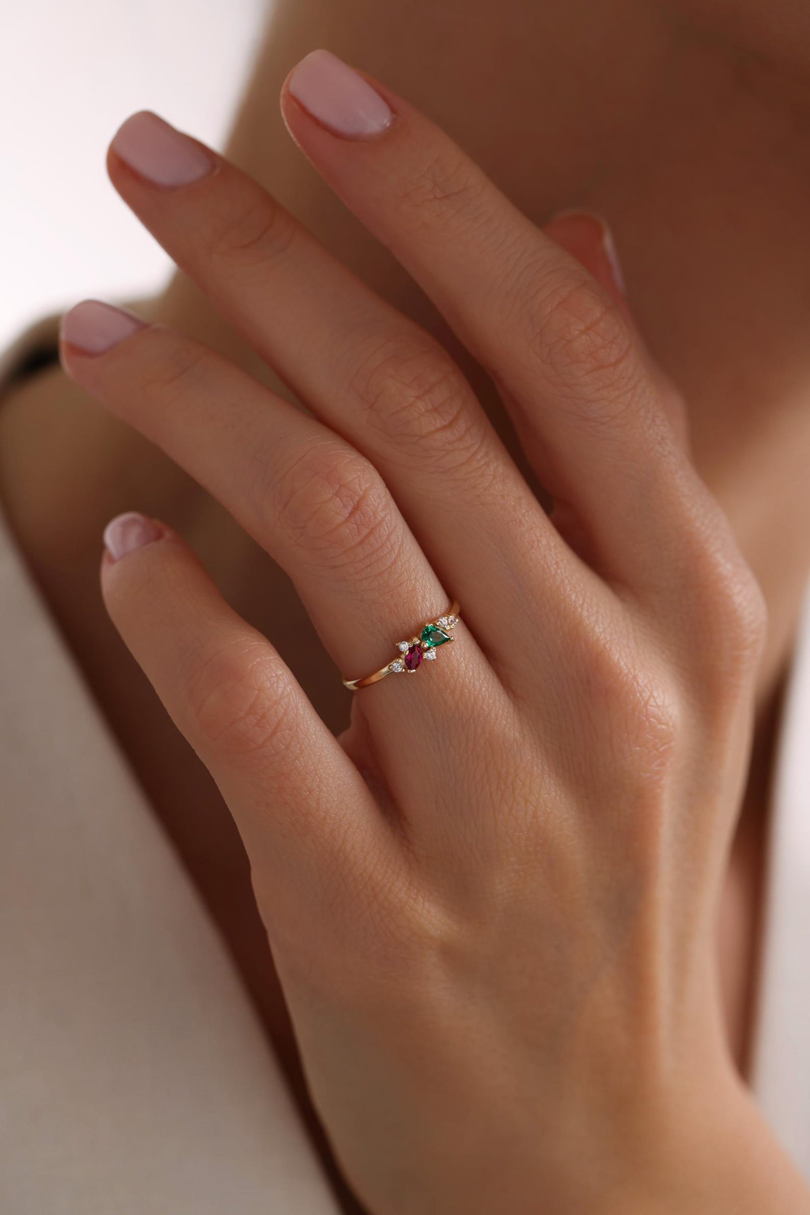 14k Gold Pear Birthstone Ring, Solid Gold Personalized Ring, Womens ...