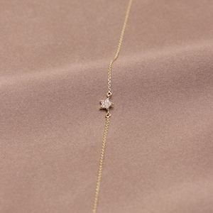 10k 14k or 18k Gold Tiny Diamond Star Bracelet/handmade Diamond Star ...