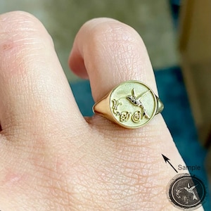 14k & 18k Gold 3D Engraved Signet Ring / Custom Design Signet Ring / 3D ...