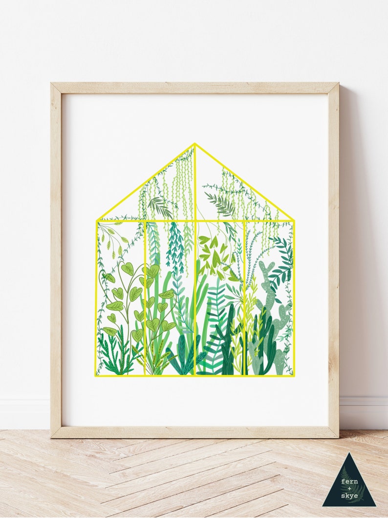 The Yellow Greenhouse Art Print Botanical Plant Illustration | Etsy