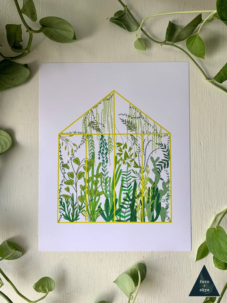 The Yellow Greenhouse Art Print Botanical Plant Illustration - Etsy