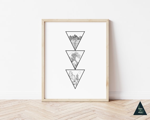 Nature Biomes Triangle Art Print Minimalist Nature Print | Etsy