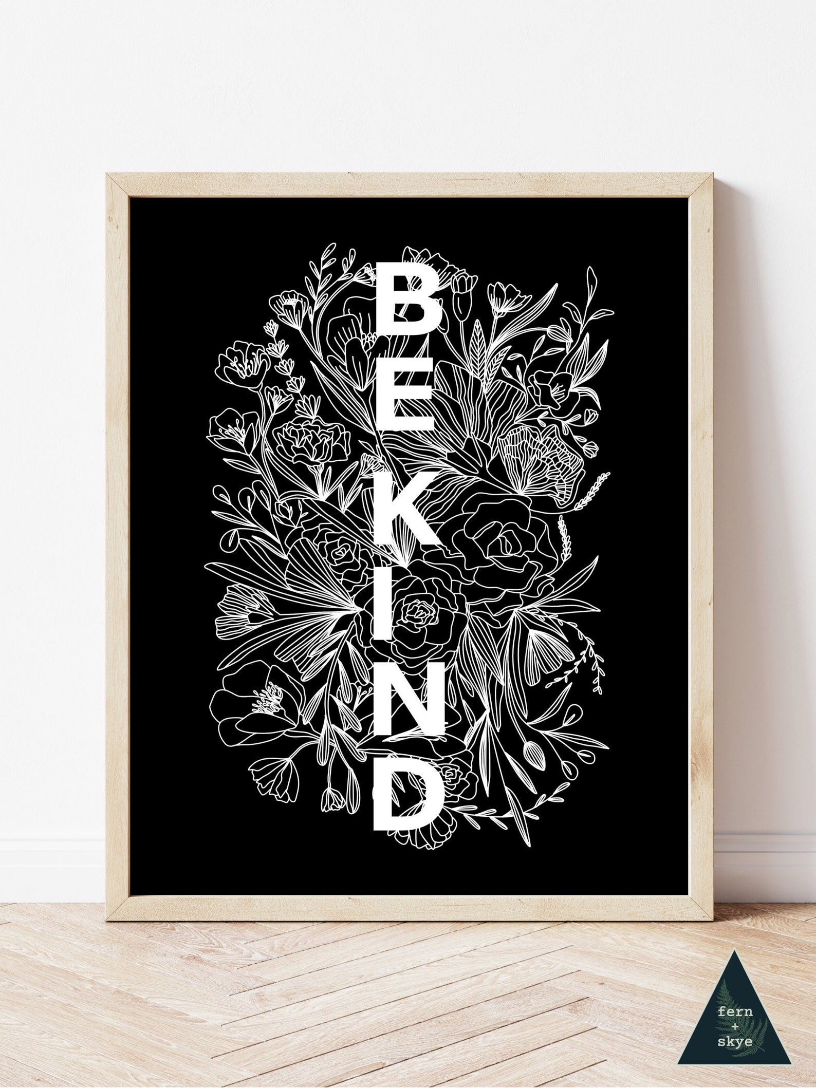 Be Kind Floral Illustration Art Print Botanical Print | Etsy
