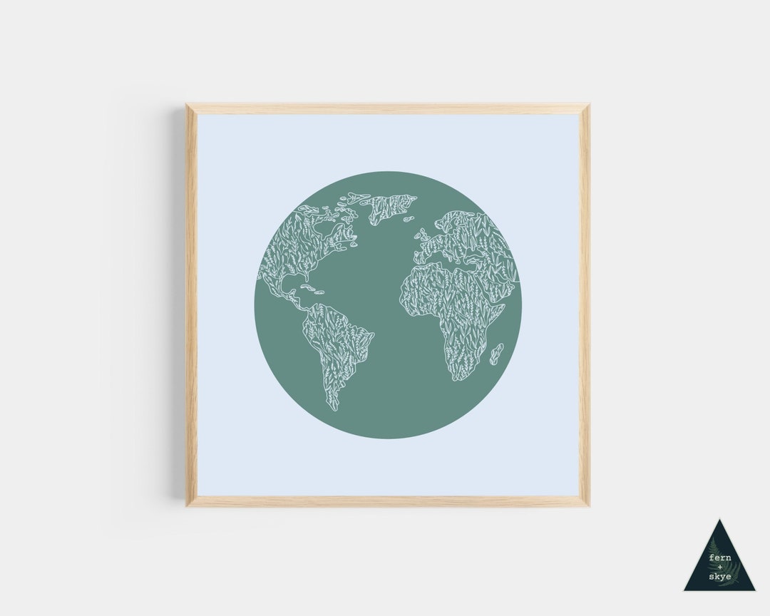 Floral Globe Mini Print Planet Earth Print Small Globe - Etsy