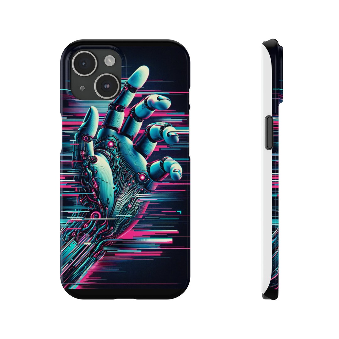 Neon Cyberpunk Robotic Arm Phone Case Futuristic Tech Style Protective ...