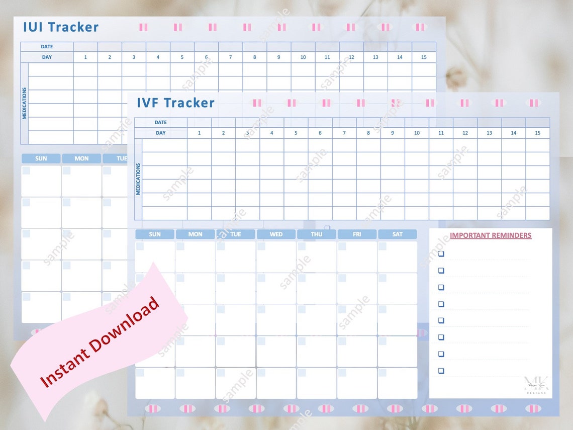 IVF / IUI / TTC Printable Planner, Medication Tracker, Conception ...