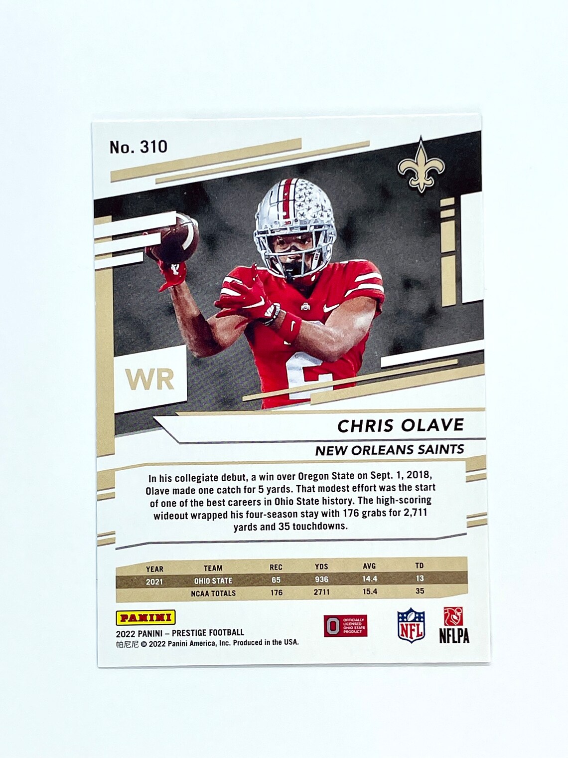 Chris Olave Rookie Card 2022 Prestige Football 310 - Etsy UK