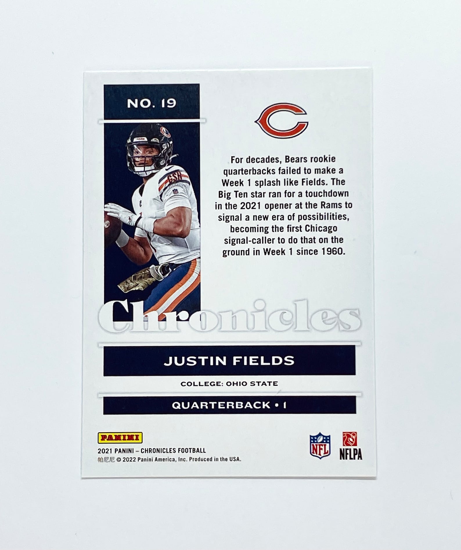 Justin Fields Rookie Card 2021 Chronicles 19 - Etsy