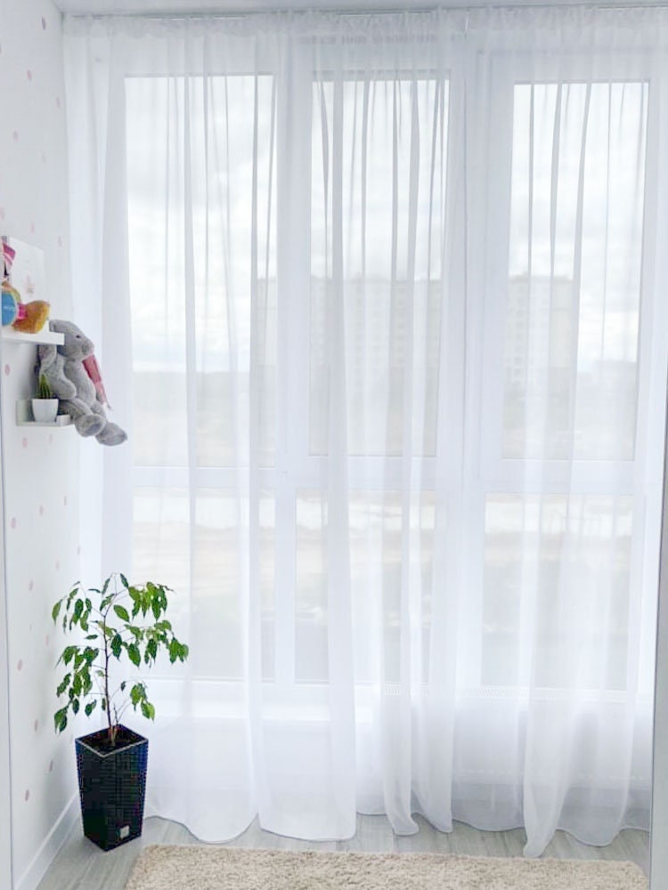 White Sheer Curtain, White Sheer Curtain, Soft White Curtains, Bedroom ...