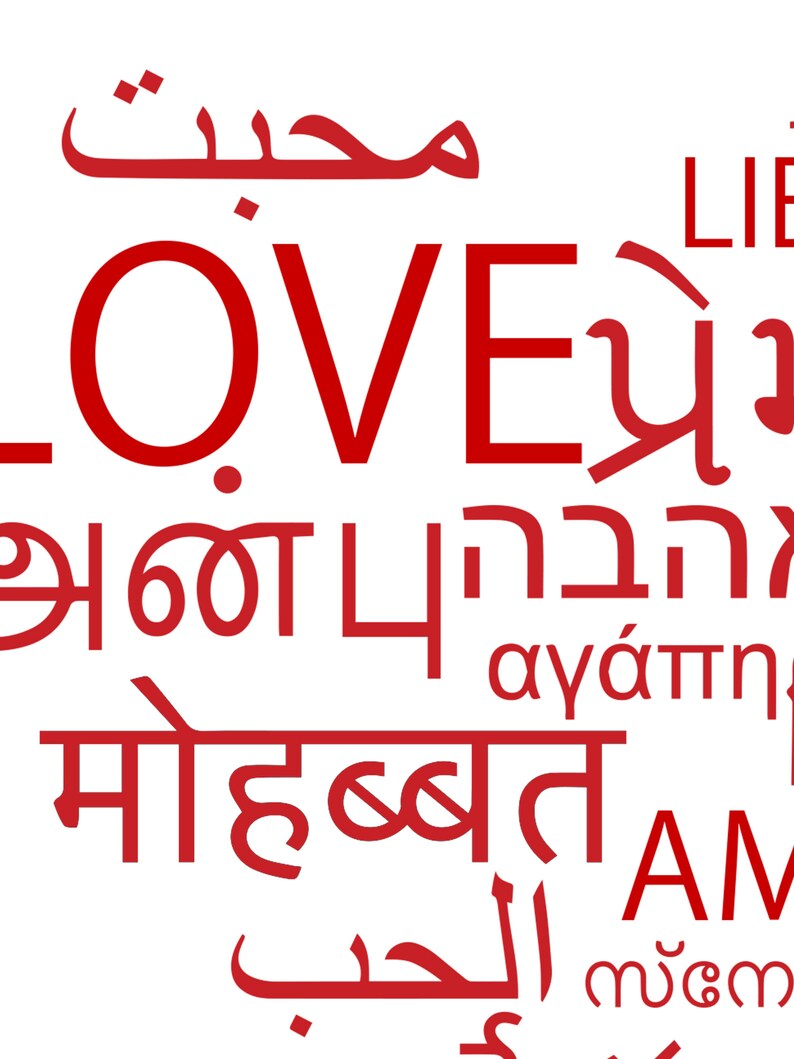 Love in Different Languages Wall Art | Heart | Digital Print - Etsy