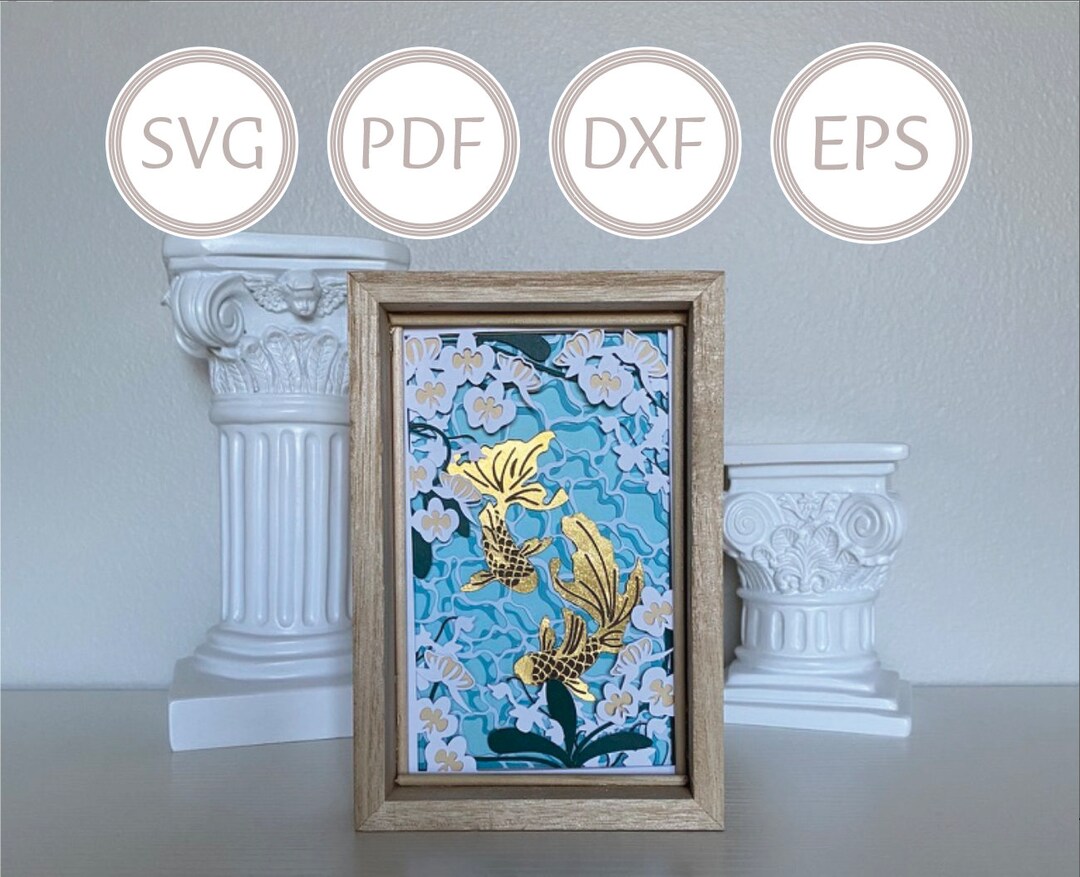 Orchid Pond Mini Paper Cut Shadow Box Files, 3D SVG Template, Layered ...