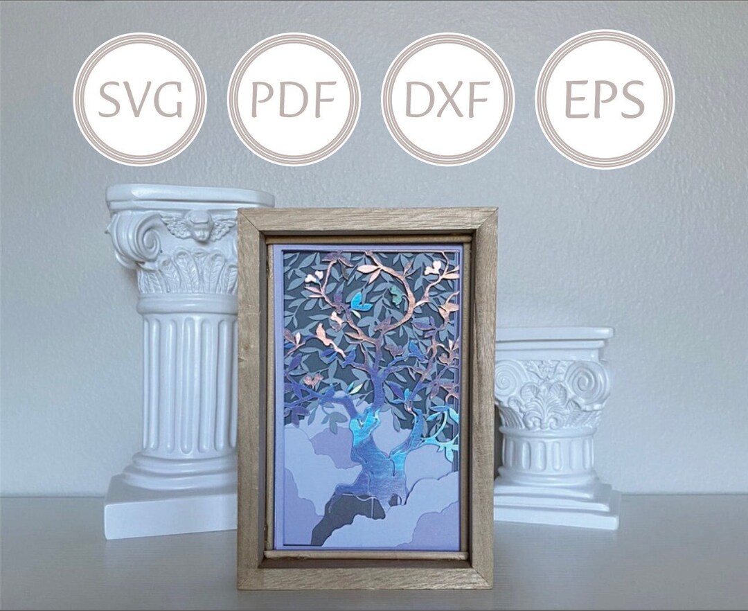 Silver Tree Mini Paper Cut Shadow Box Files, 3D SVG Template, Layered ...