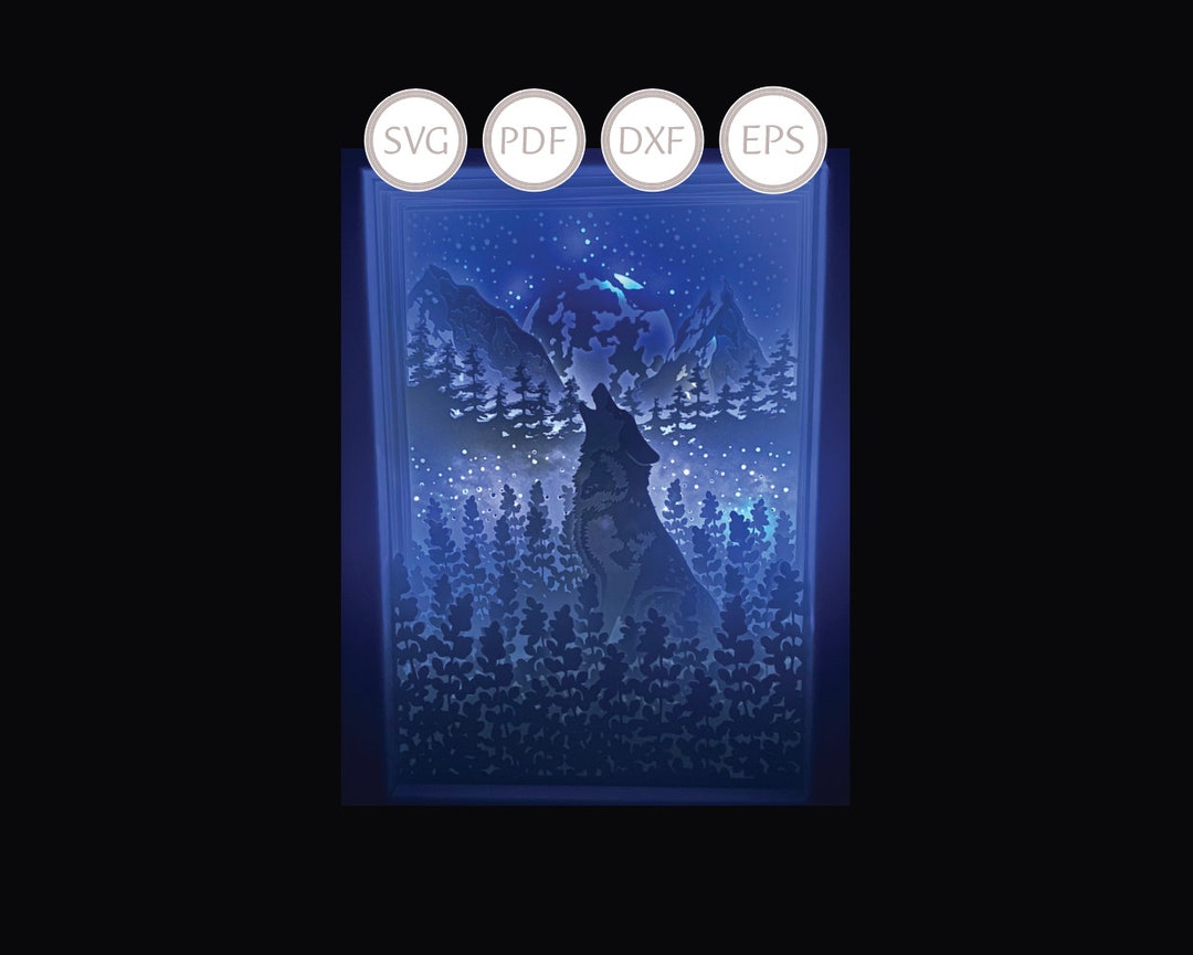 Wolf Paper Cut Light Box Files, SVG Template, Layered Cardstock ...