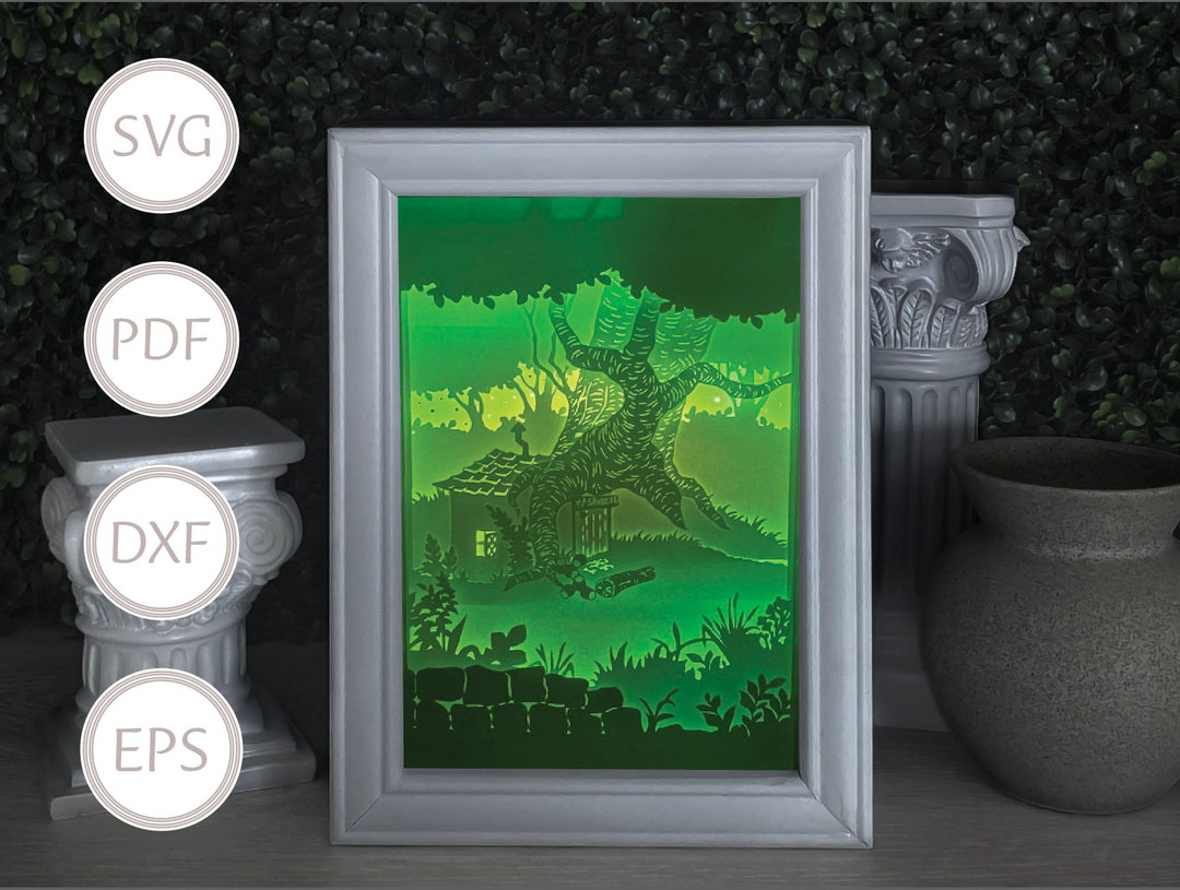 Pooh's House Paper Cut Light Box Files, SVG Template, Layered Cardstock ...